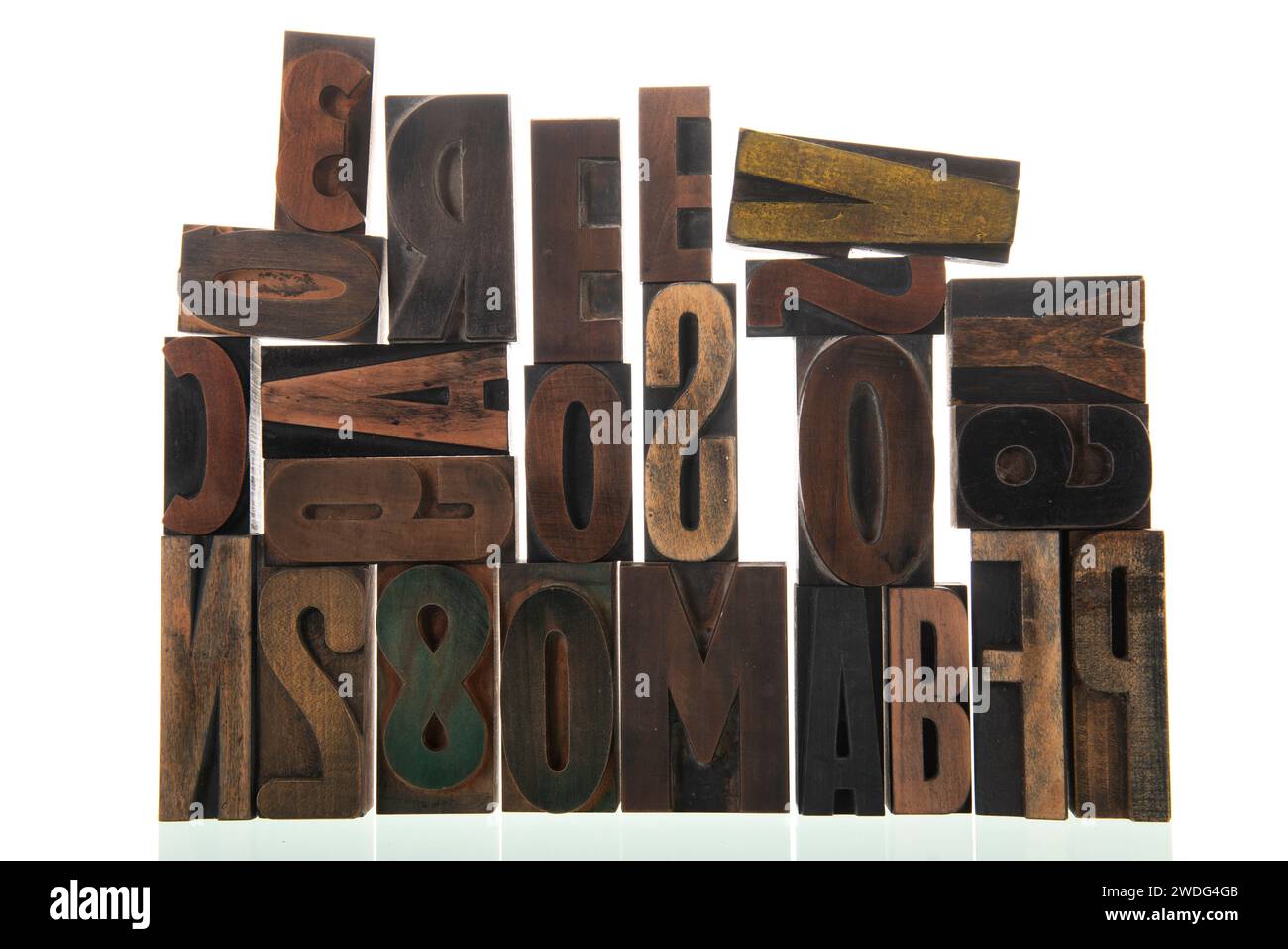 Vintage block letters isolated over white background Stock Photo - Alamy