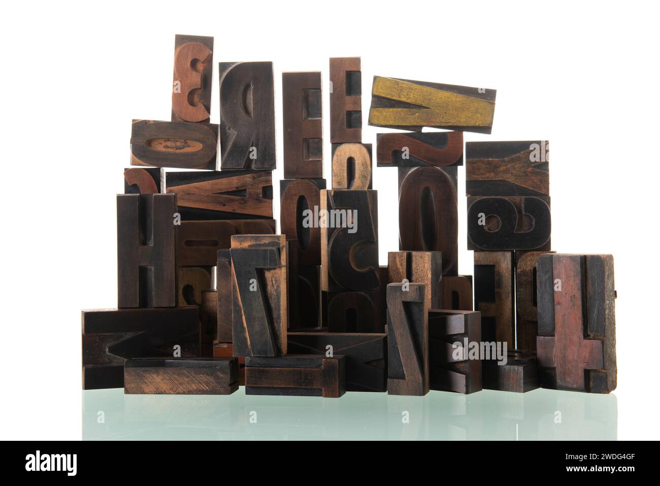 Vintage block letters isolated over white background Stock Photo - Alamy