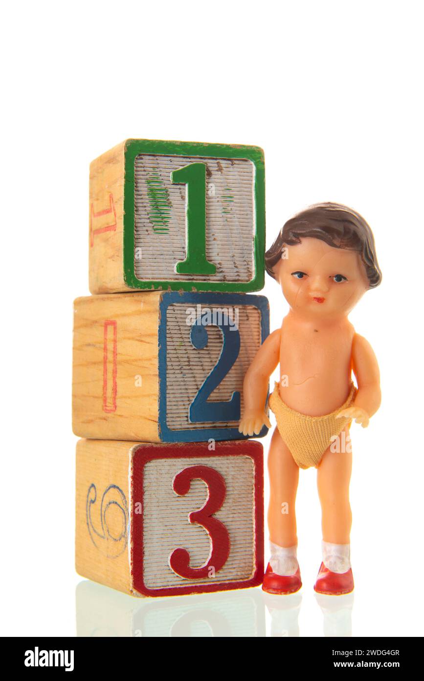 Vinted toys blocks with doll isolated over white background Stock Photo ...