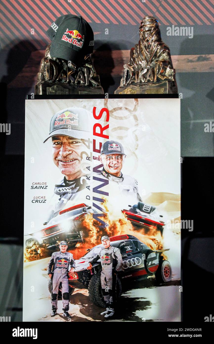 The Dakar Rally 2024 trophies won by Carlos Sainz, Spanish rally driver ...