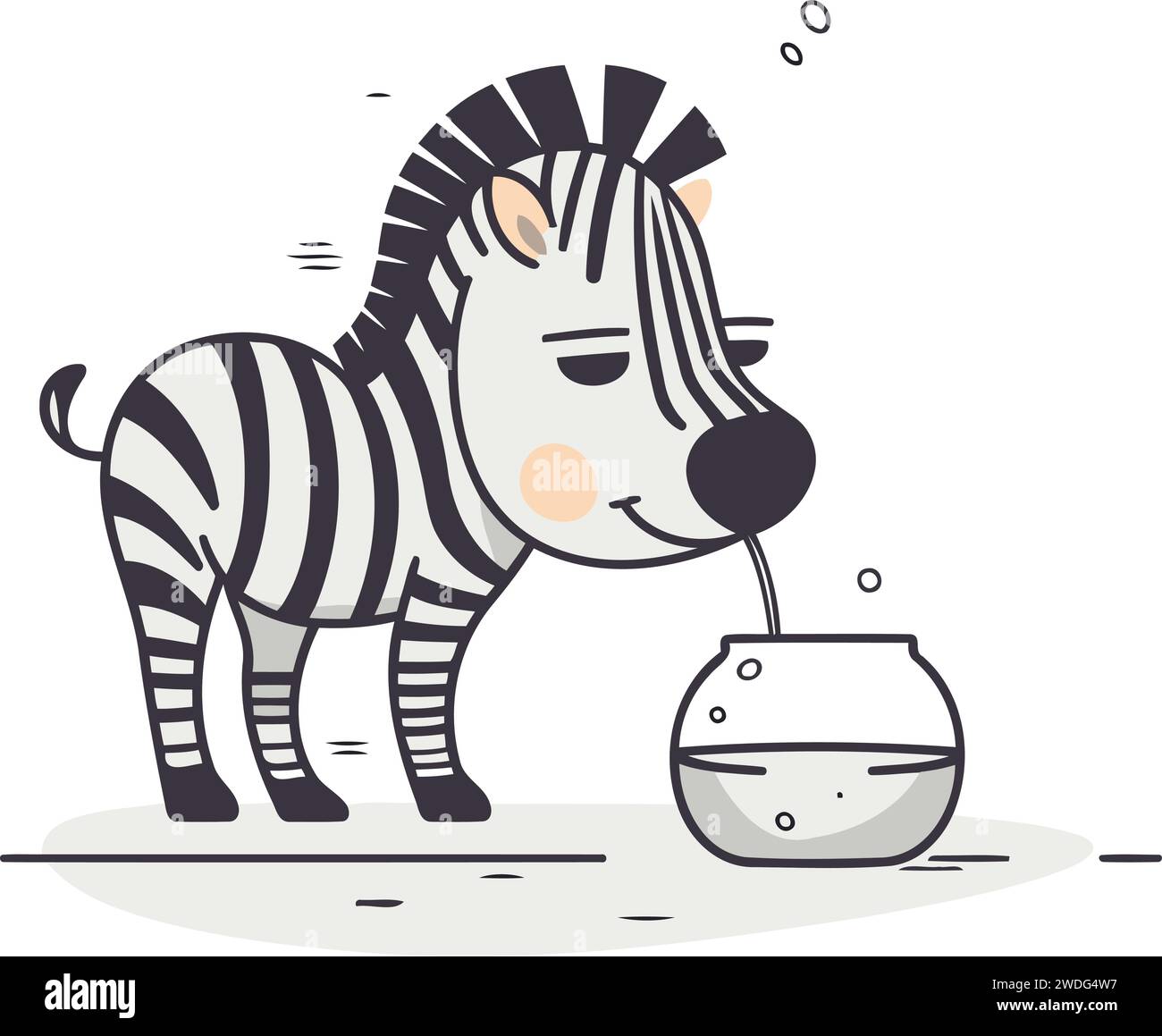 Zebra Drinking Water Drawing
