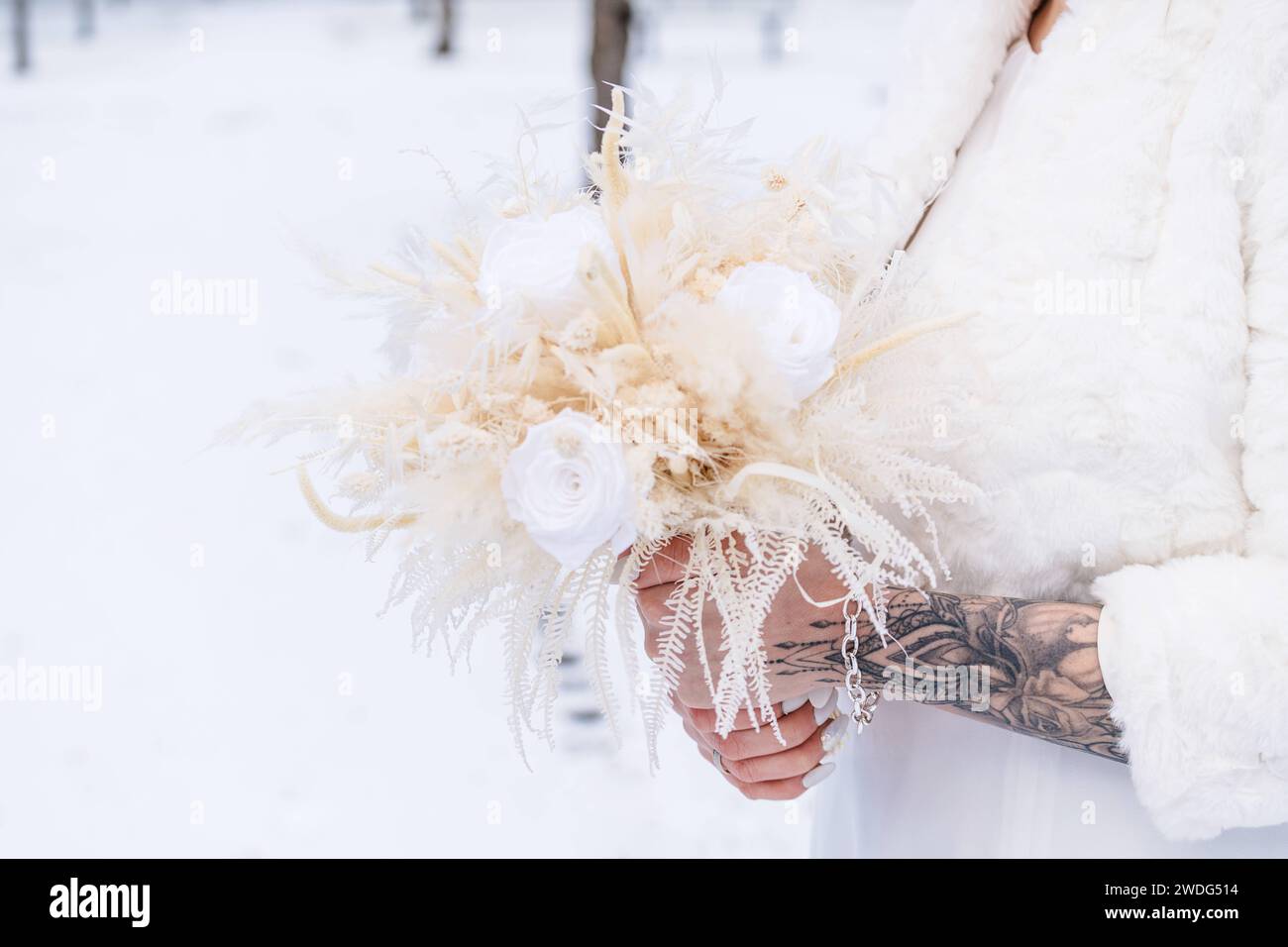 Augsburg, Bavaria, Germany - January 19, 2024: Bride in white dress ...