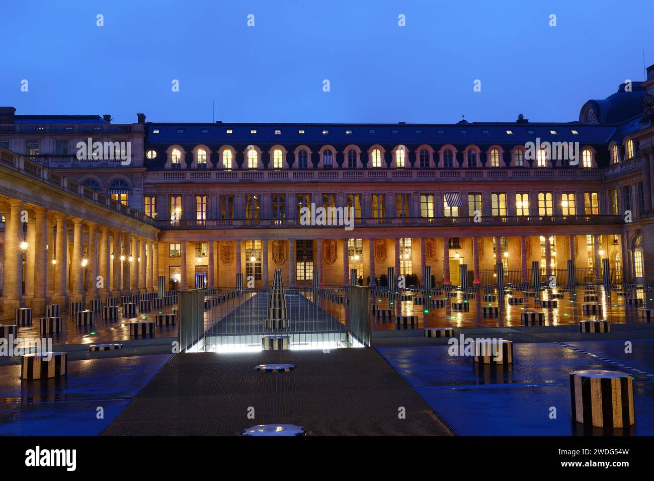 Panoramic view of Palais-Royal 1639 at rainy evening , originally ...