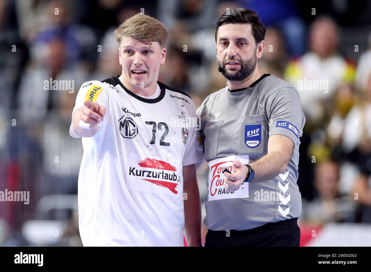 Zagreb, Croatia. 20th Jan, 2024. Lukas Hutecek of Austria and referee ...