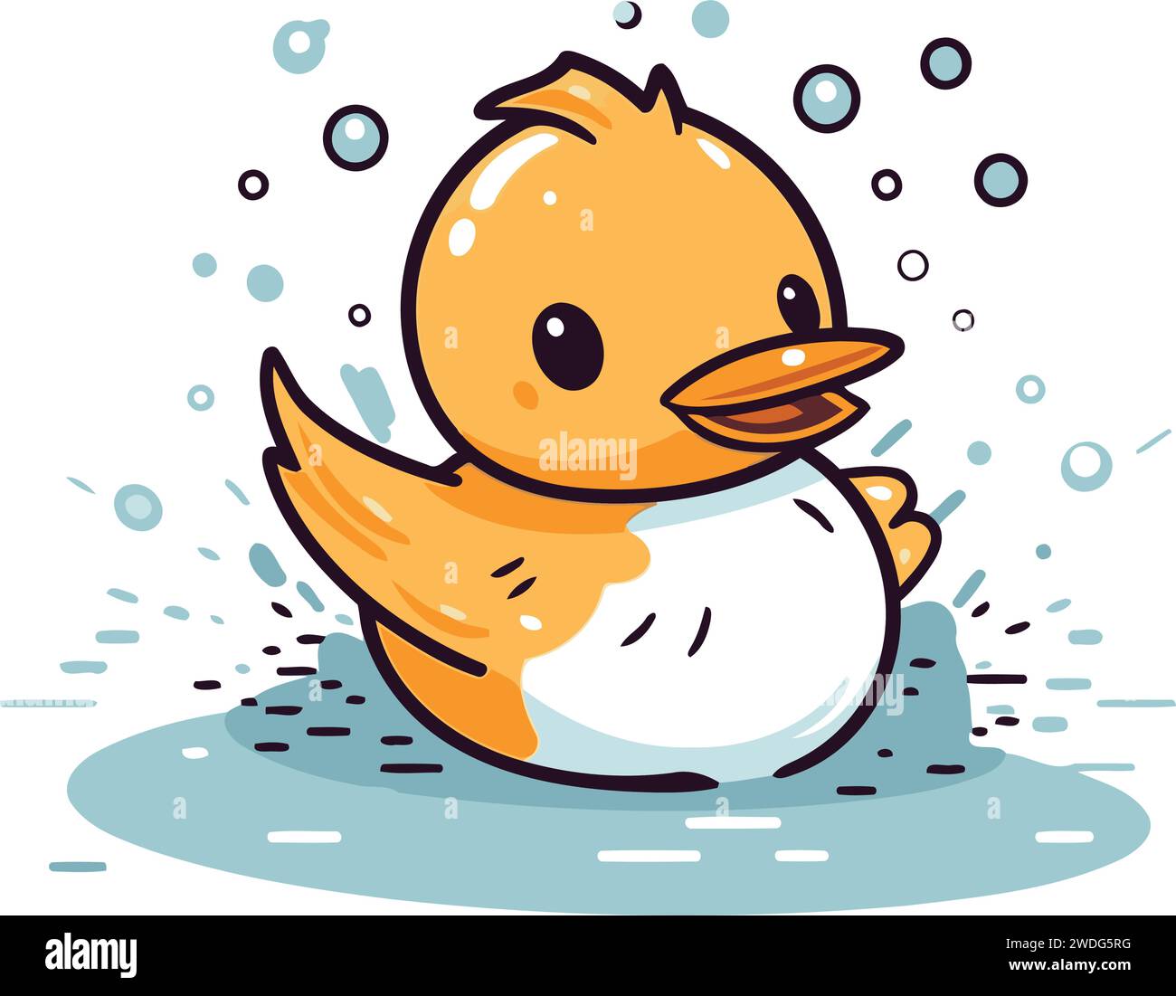 Happy duckling swimming Stock Vector Images - Alamy