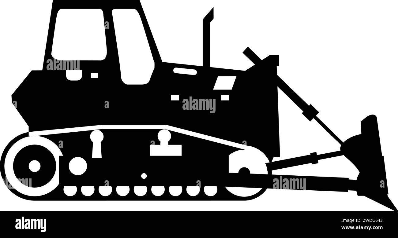 Silhouette of Bulldozer Icon in Flat Style Stock Vector Image & Art - Alamy