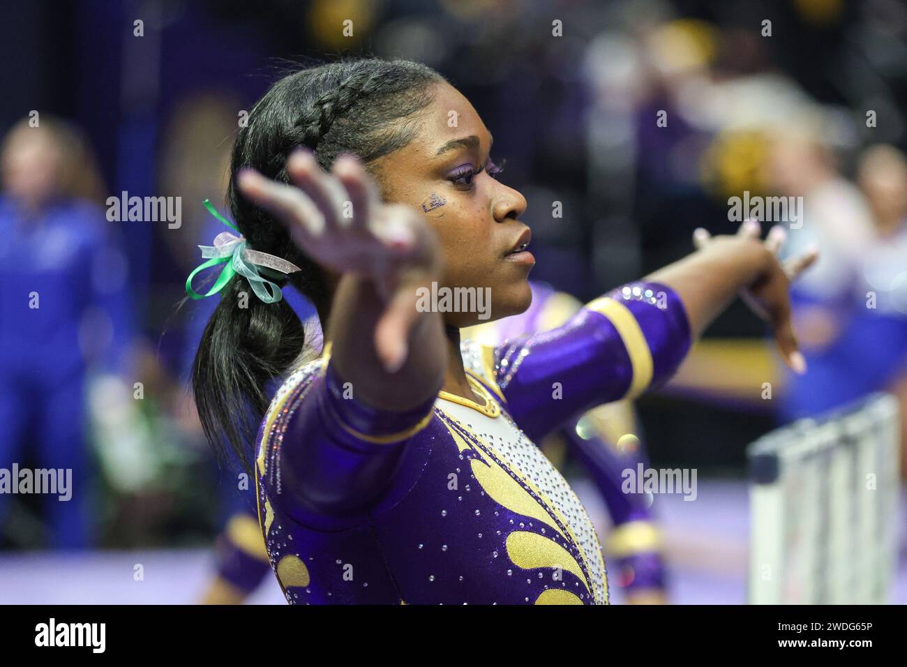 Baton Rouge, LA, USA. 19th Jan, 2024. LSU's Kiya Johnson gets ready for ...