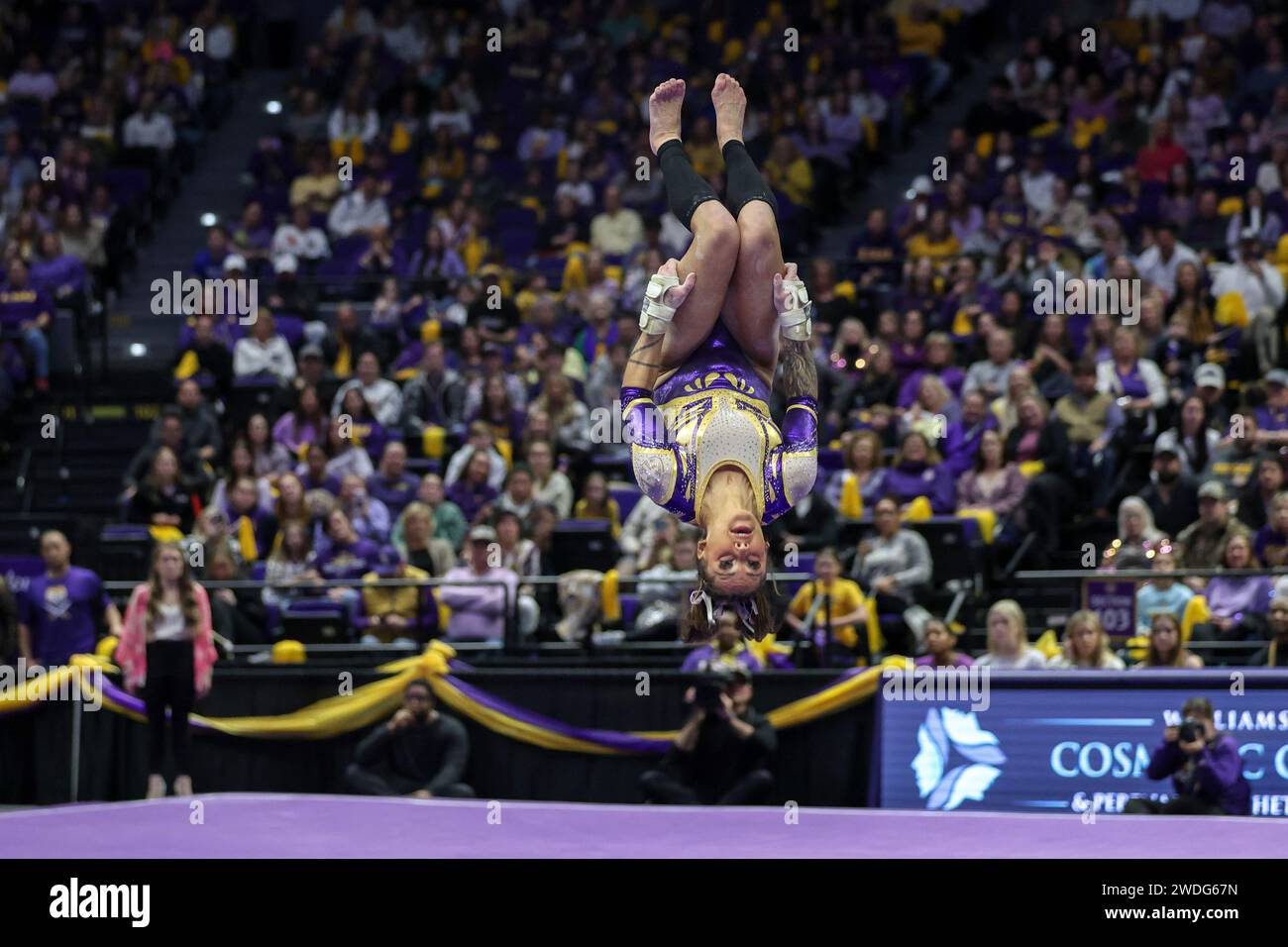 Baton Rouge, LA, USA. 19th Jan, 2024. LSU's KJ Johnson competes on the ...