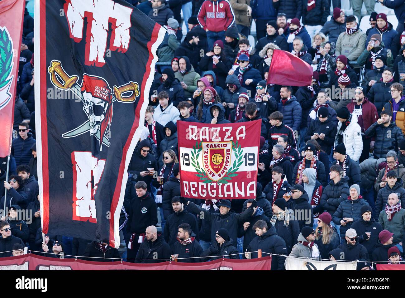 Reggio Emilia, Italy. 20th Jan, 2024. Reggiana fans (Reggiana) Football ...