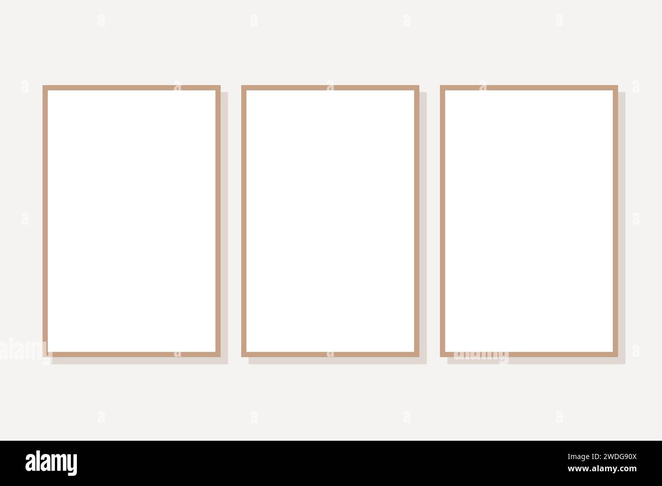 Three simple frames. Gallery wall with three blank paintings, artworks or posters Stock Vector ...