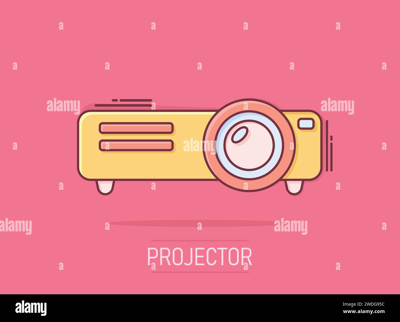 Video projector sign icon in comic style. Cinema presentation device ...