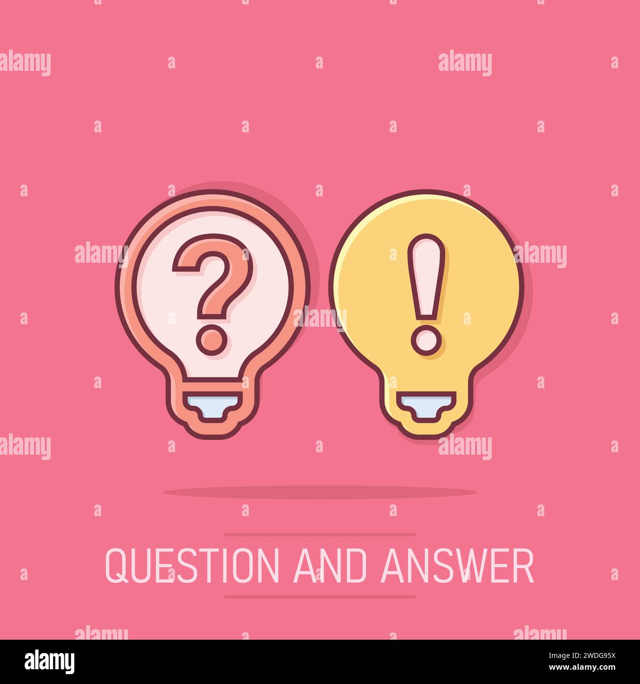 Problem solution icon in comic style. Light bulb idea vector cartoon ...