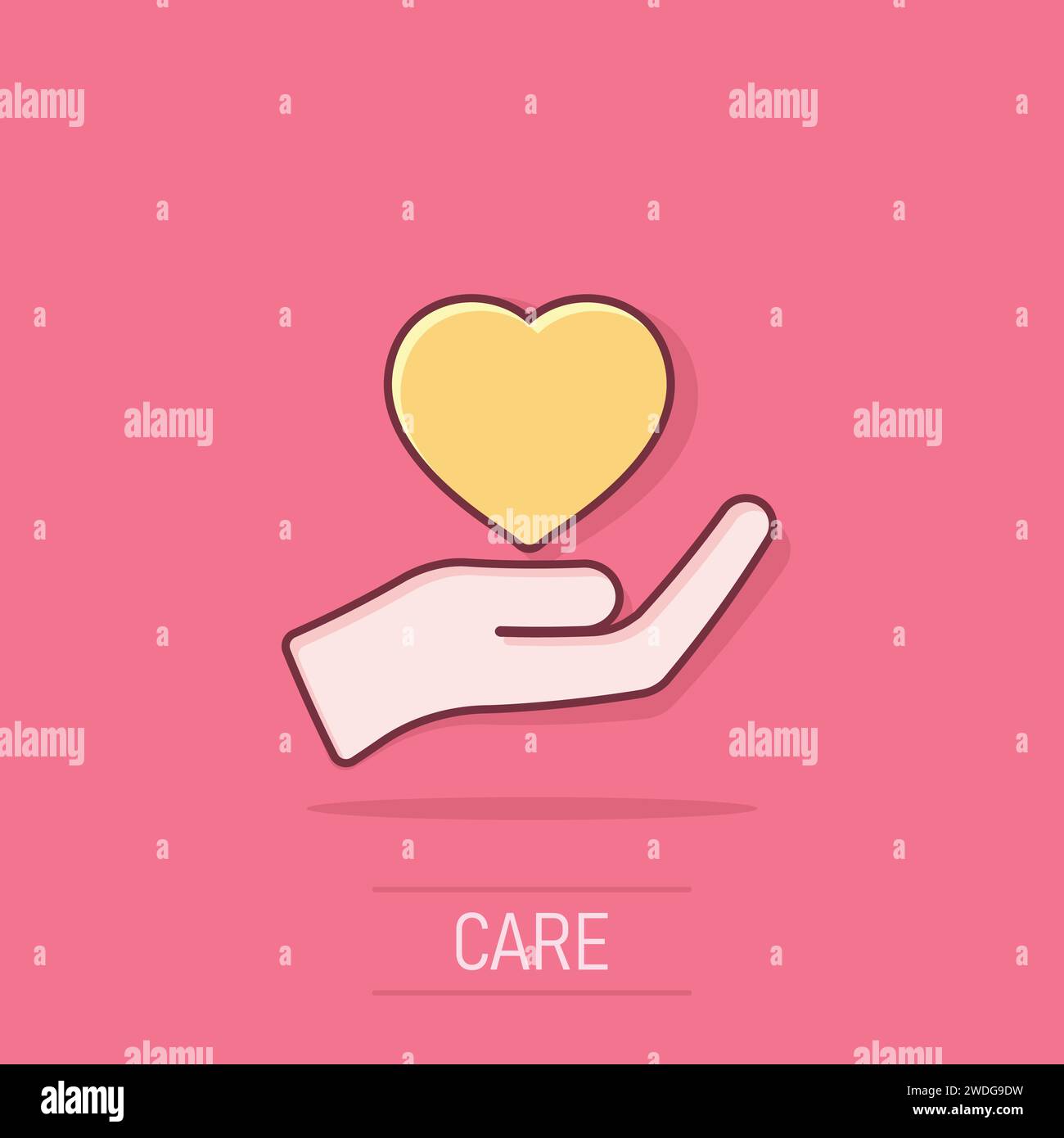 Heart care icon in comic style. Charity vector cartoon illustration on ...