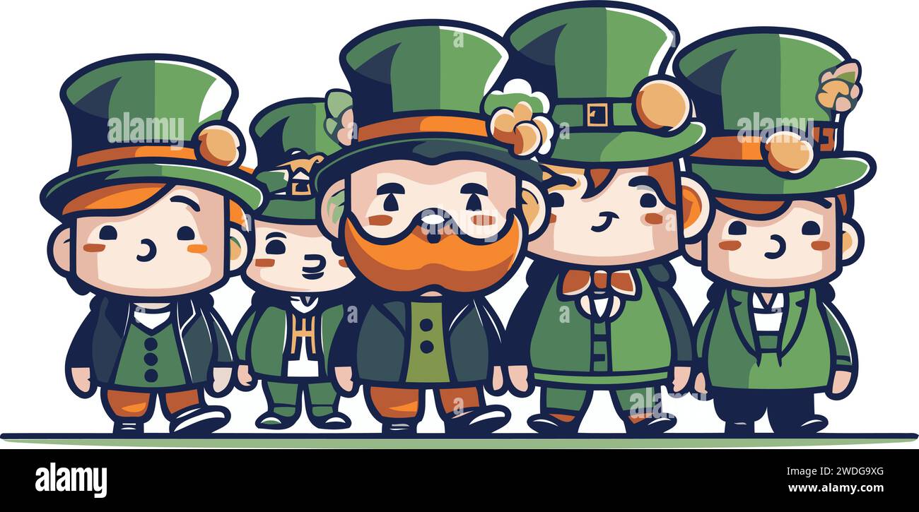 Happy Leprechauns St Patricks Day Vector Illustration Stock Vector