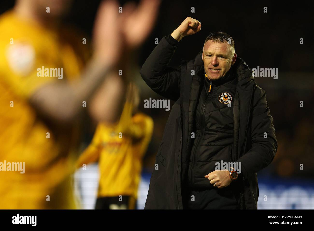 Newport, UK. 20th Jan, 2024. Graham Coughlan, the manager of Newport ...