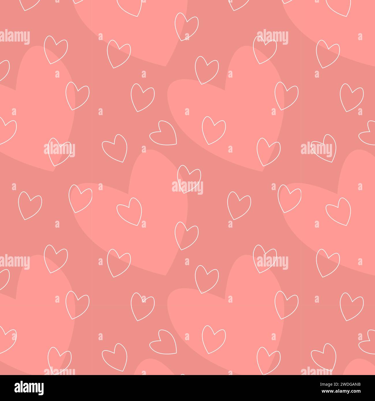 Seamless Pink Peach colored repeat Pattern with Heart shaped figures ...