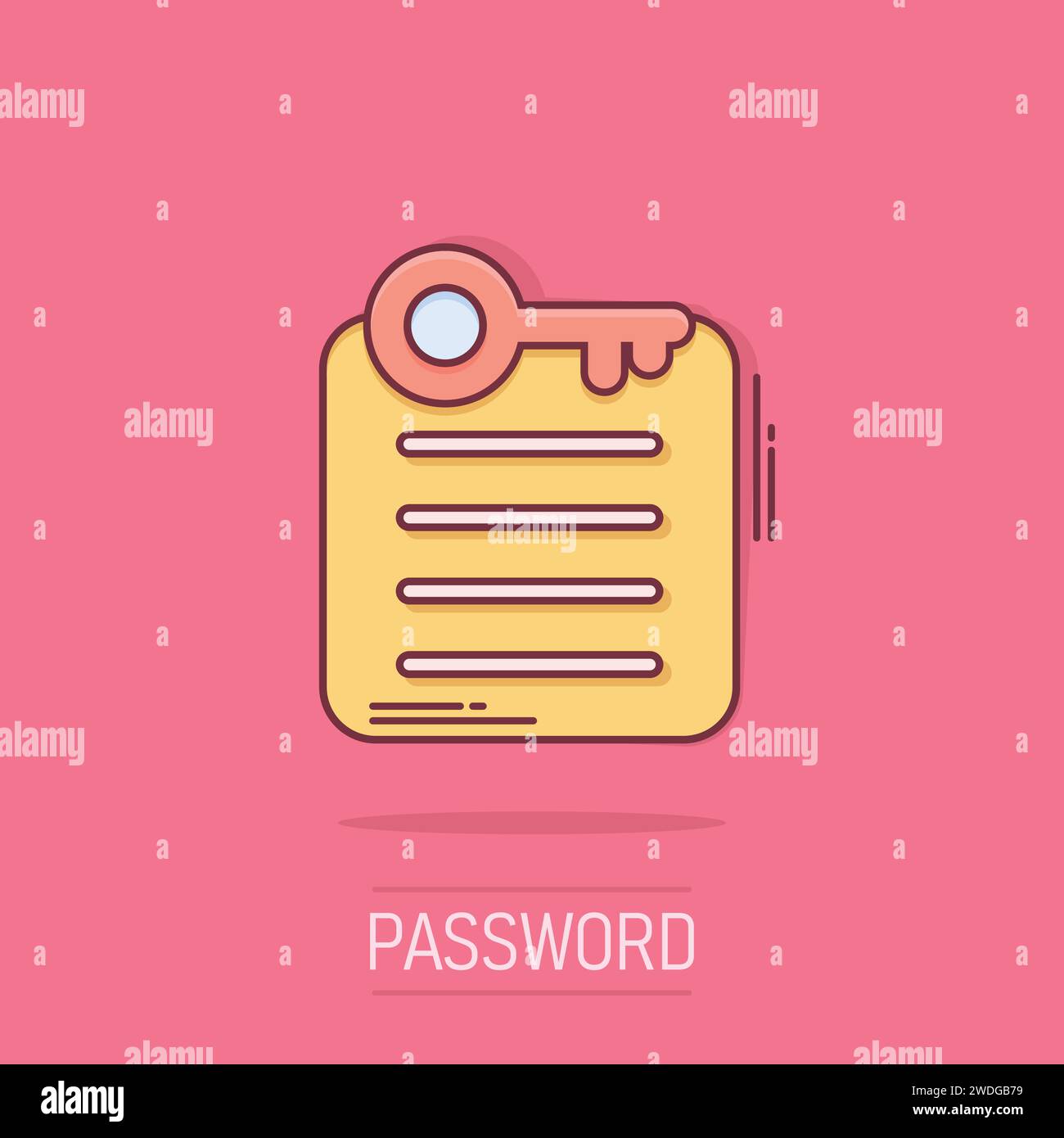 Password account icon in comic style. Keyword cartoon vector ...
