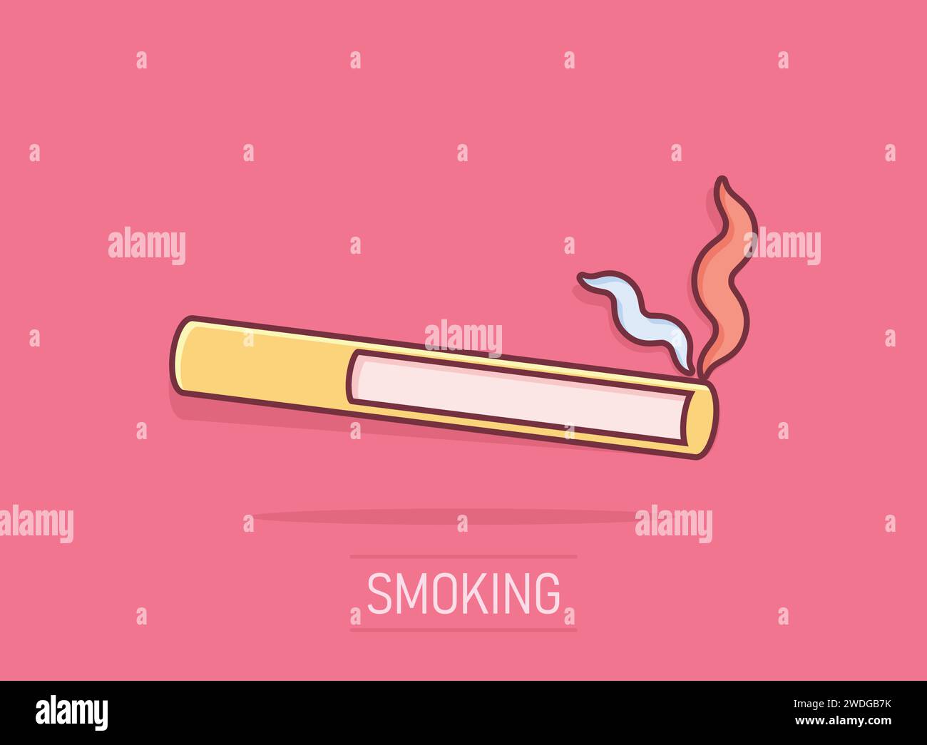 Cigarette icon in comic style. Smoke cartoon vector illustration on ...