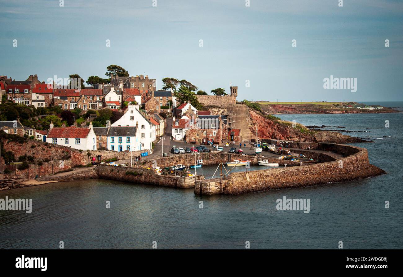 The harbour in the historical town of Crail, in the East Neuk of Fife ...