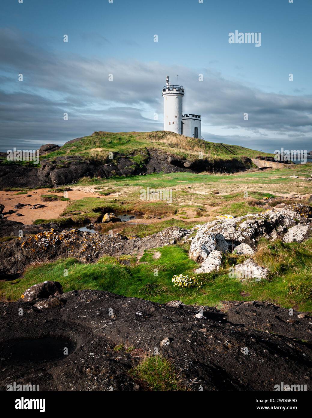 The Elie Ness lighthouse on the outskirts of the town of Elie in the ...