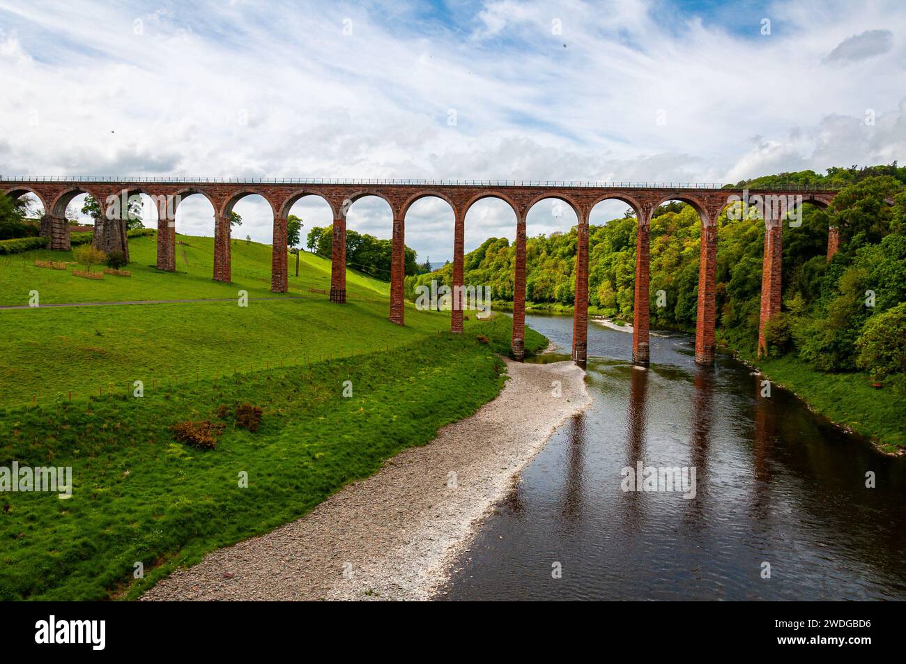 The Leaderfoot Viaduct, a railway viaduct over the River Tweed near ...