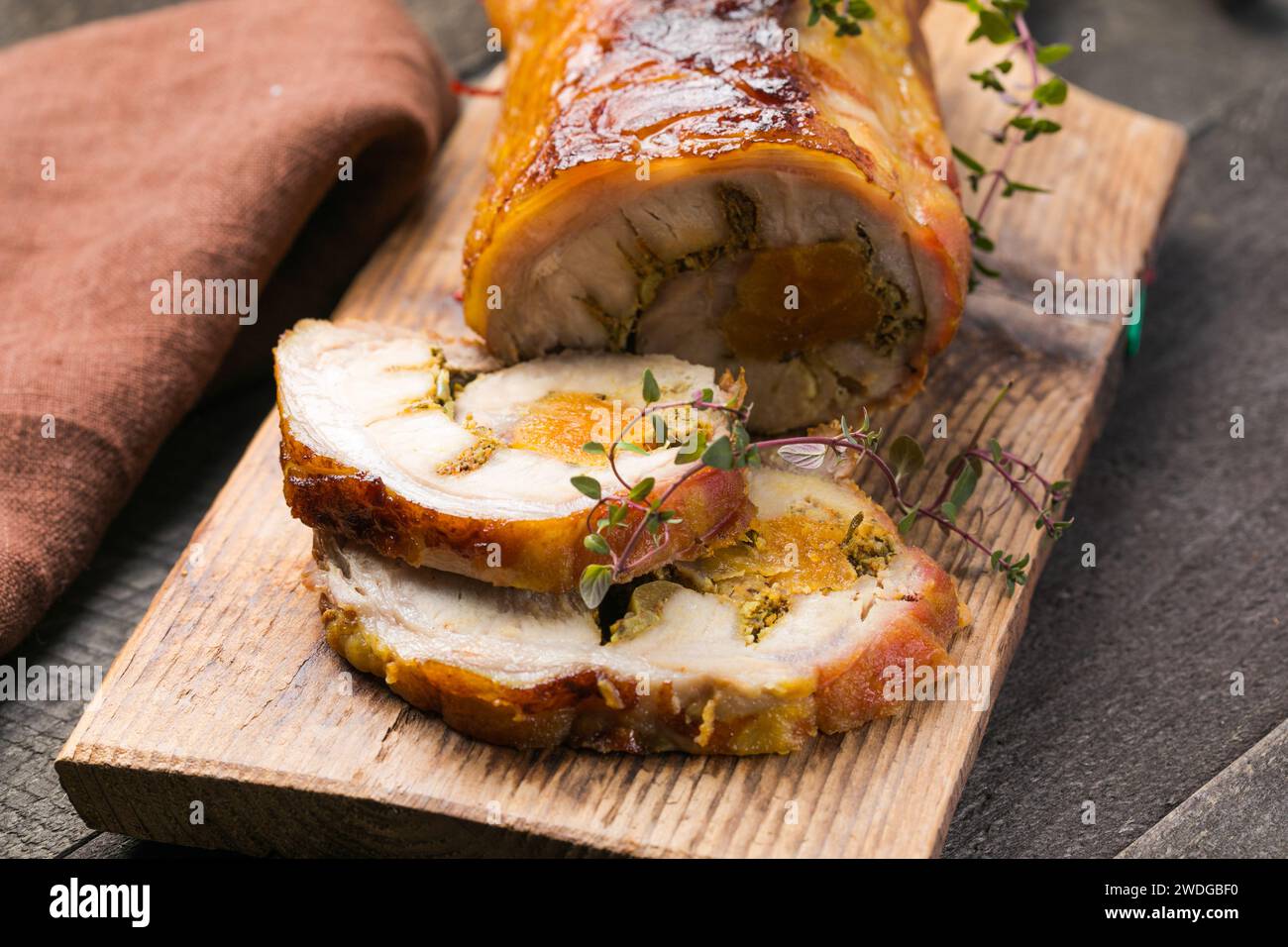 Homemade Porchetta, Italian roast pork Stock Photo - Alamy