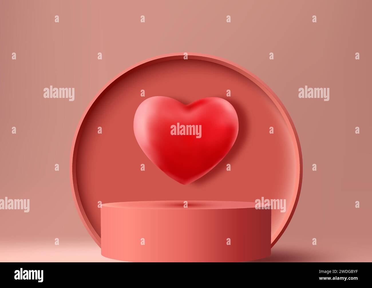 Valentine's Day display with this photorealistic 3D podium mockup pink ...