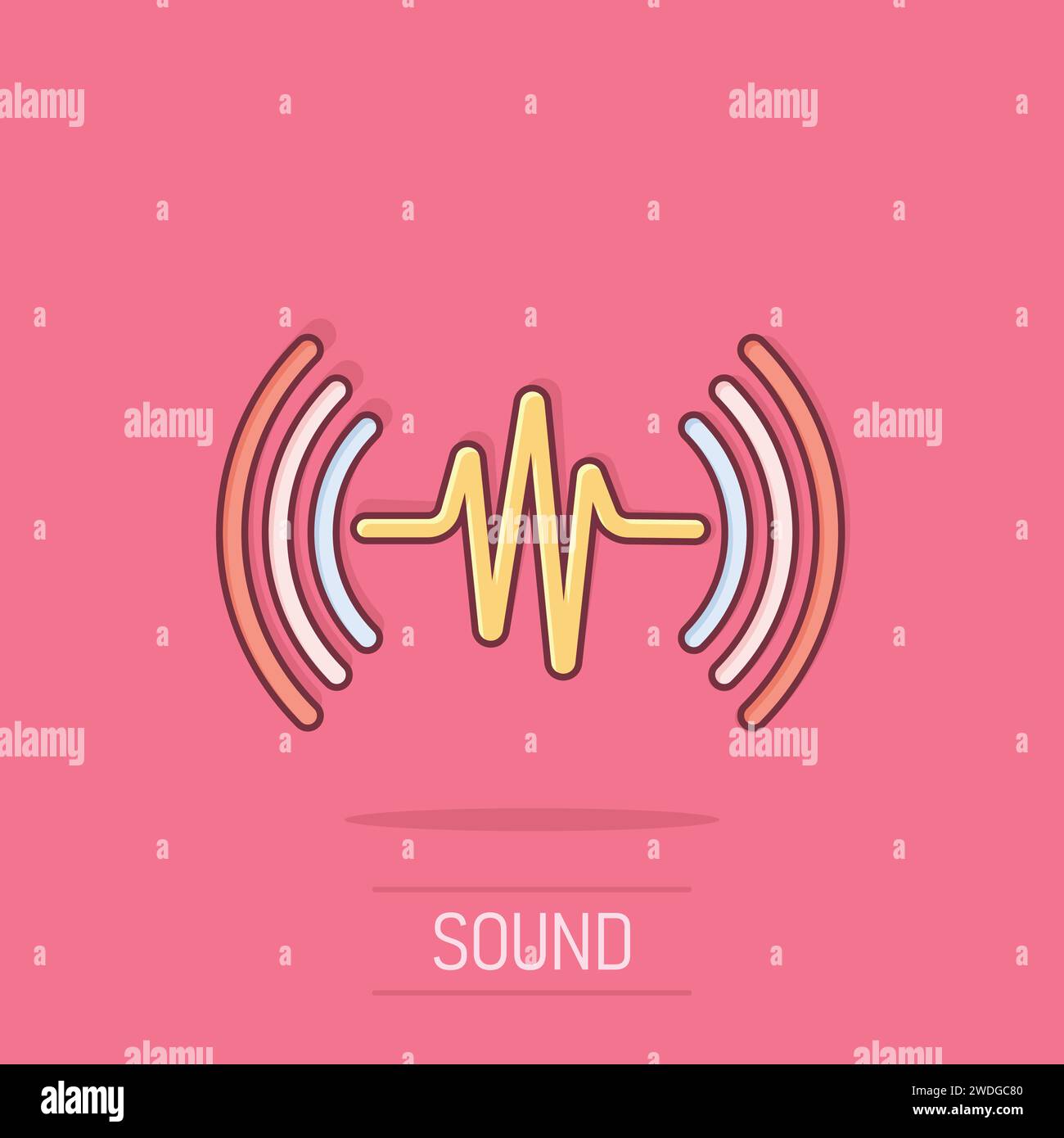 Sound wave icon in comic style. Heart beat vector cartoon illustration ...