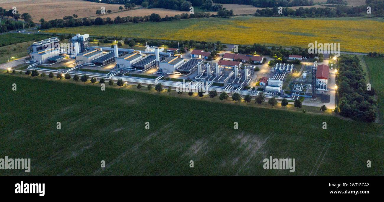 Aerial view of the Mallnow natural gas compressor station of Gascade ...