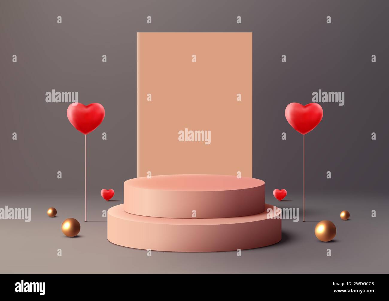 Valentine's Day visuals with realistic 3D pink podium mockup. Featuring ...