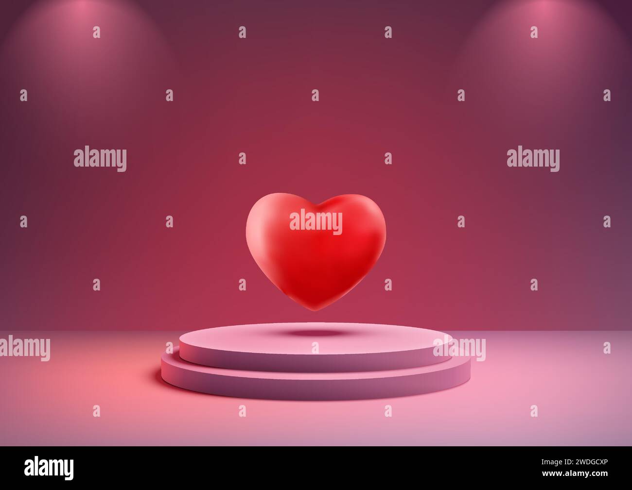Valentine's Day display with this realistic 3D podium mockup pink color ...