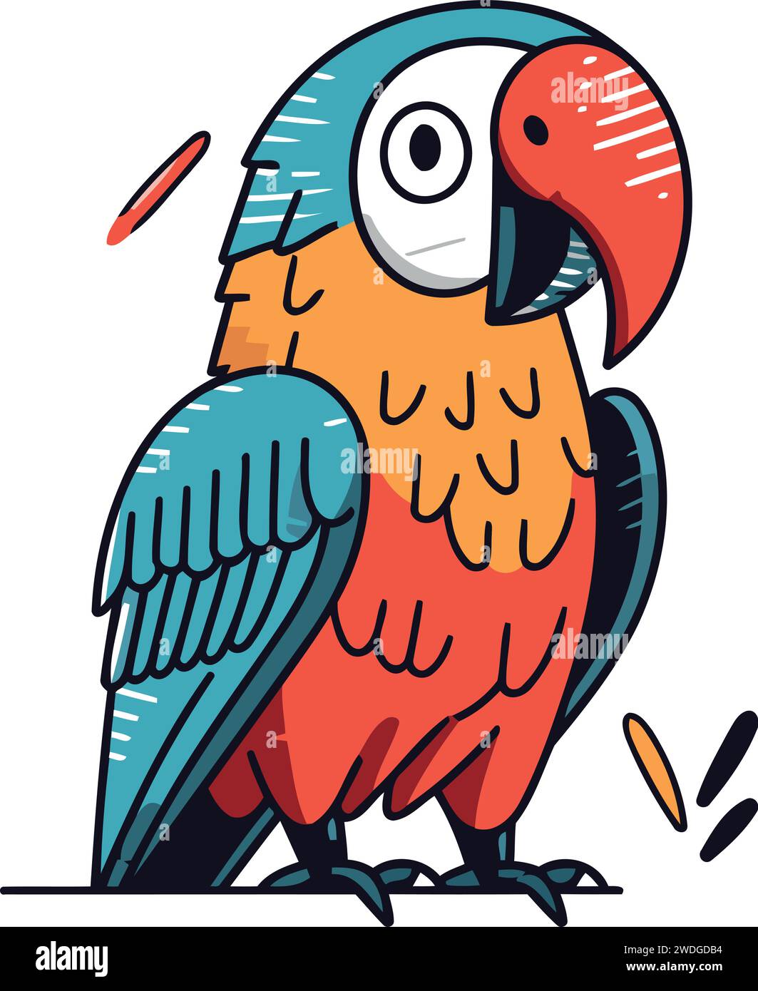 Cute parrot cartoon vector illustration. Colorful parrot character ...