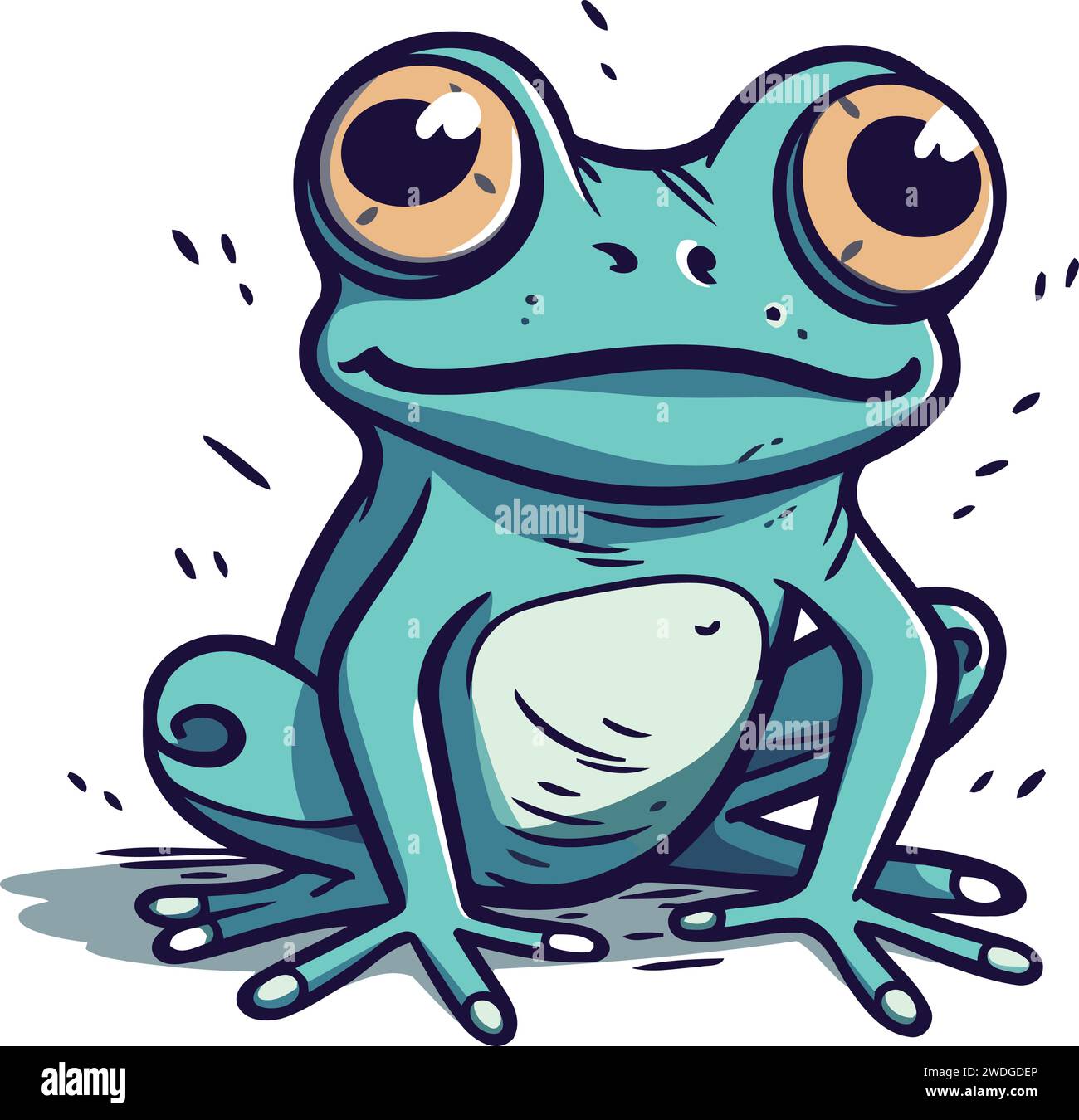 Blue frog cartoon drawing Cut Out Stock Images & Pictures - Alamy
