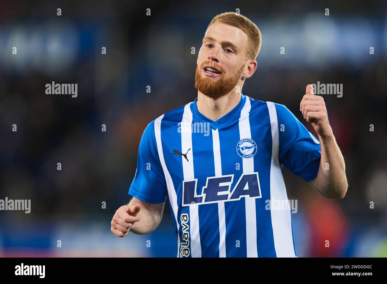 Carlos Vicente of Deportivo Alaves reacts during the LaLiga EA Sports ...