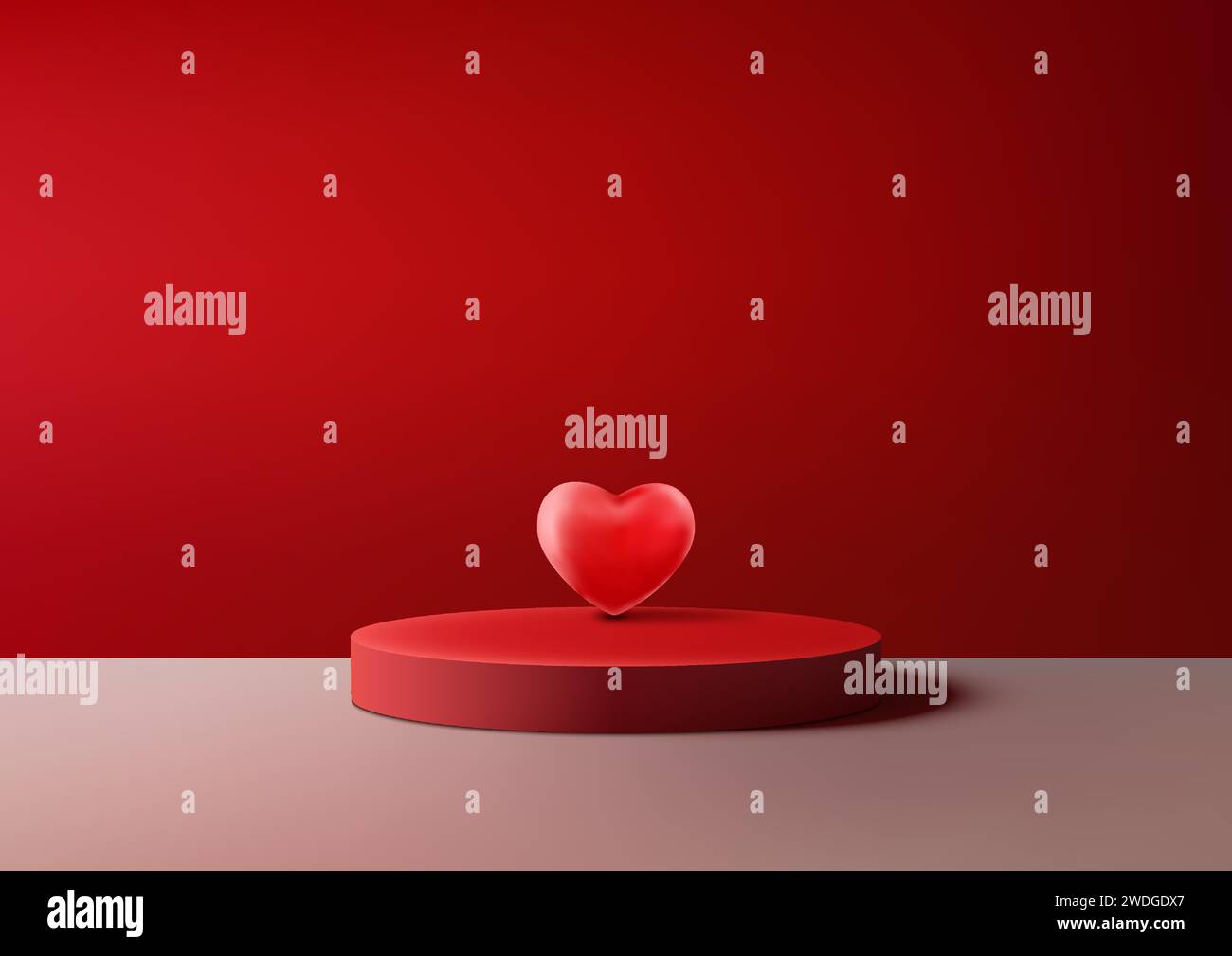 Valentine's Day display with this realistic 3D red podium mockup pink ...