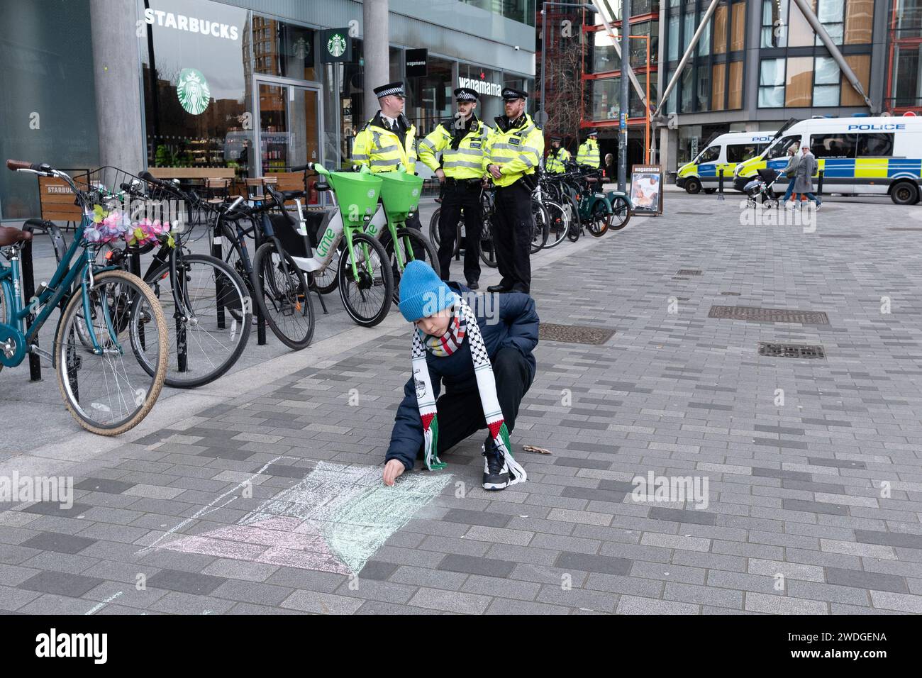 London, UK. 20 January, 2024. Palestine supporters stage a protest ...