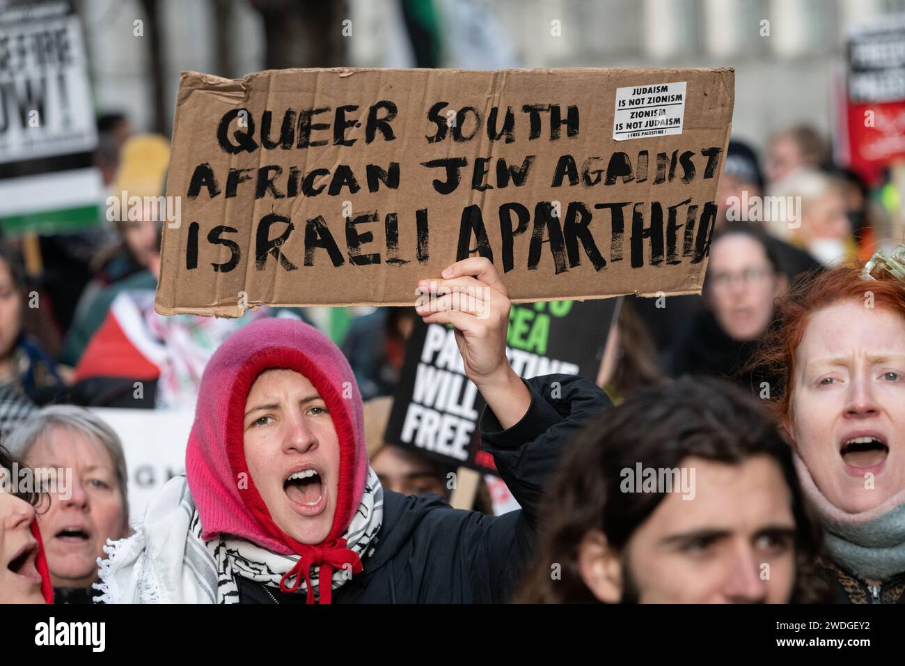 London, UK. 20 January, 2024. Palestine supporters stage a protest ...