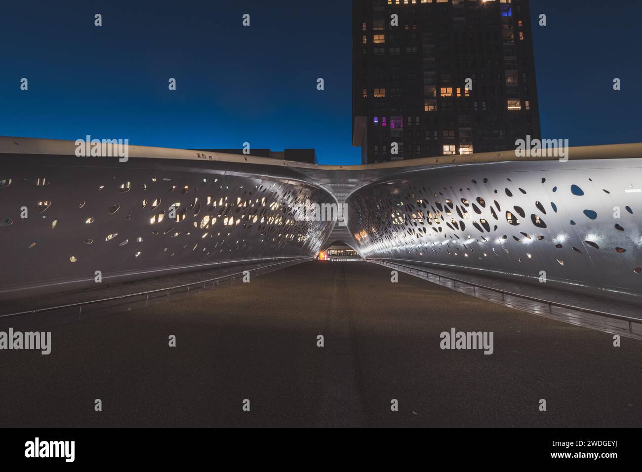 Famous bridge called Parkburg in the north of Antwerp. Futuristic ...