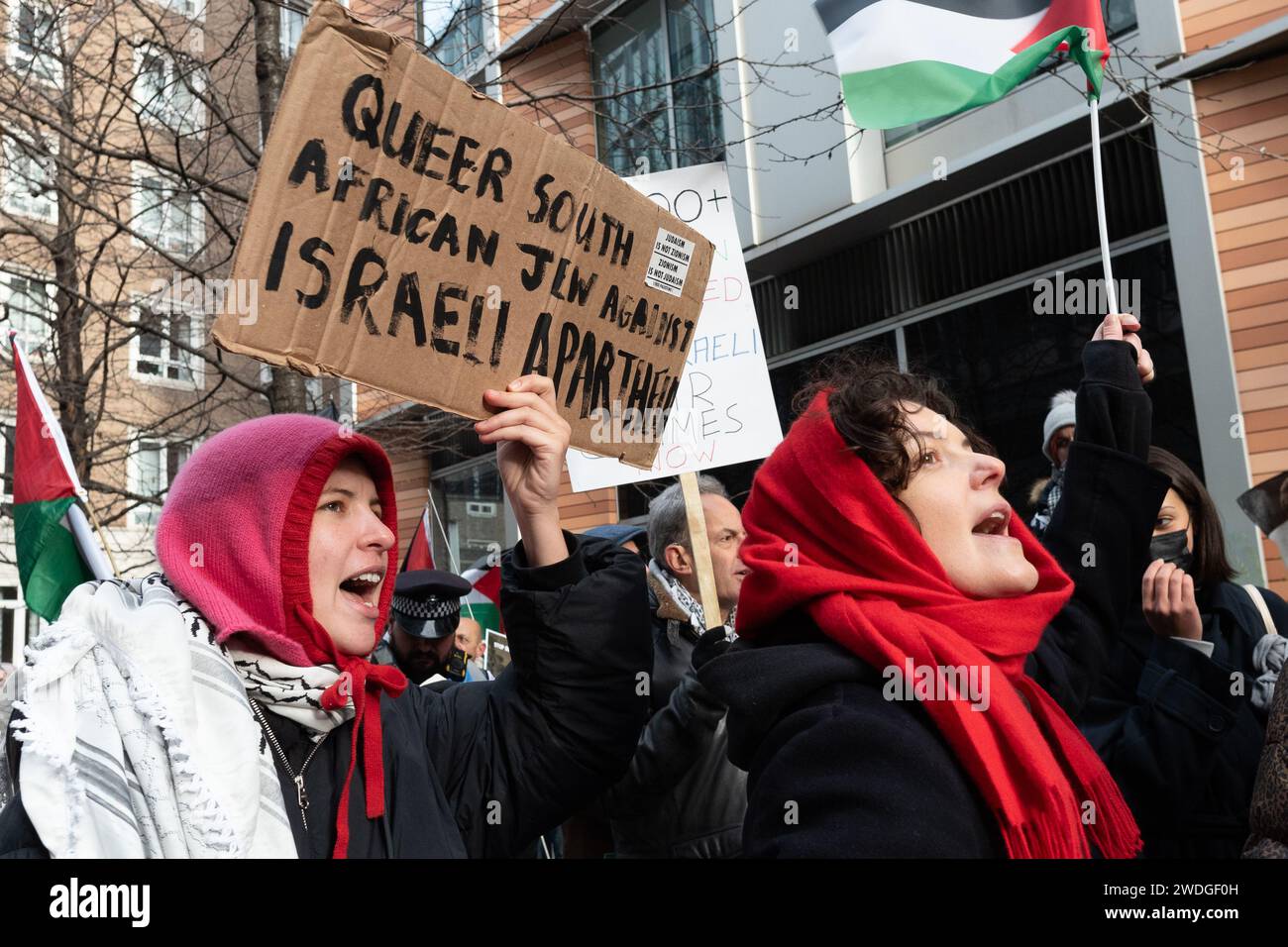 London, UK. 20 January, 2024. Palestine supporters stage a protest ...