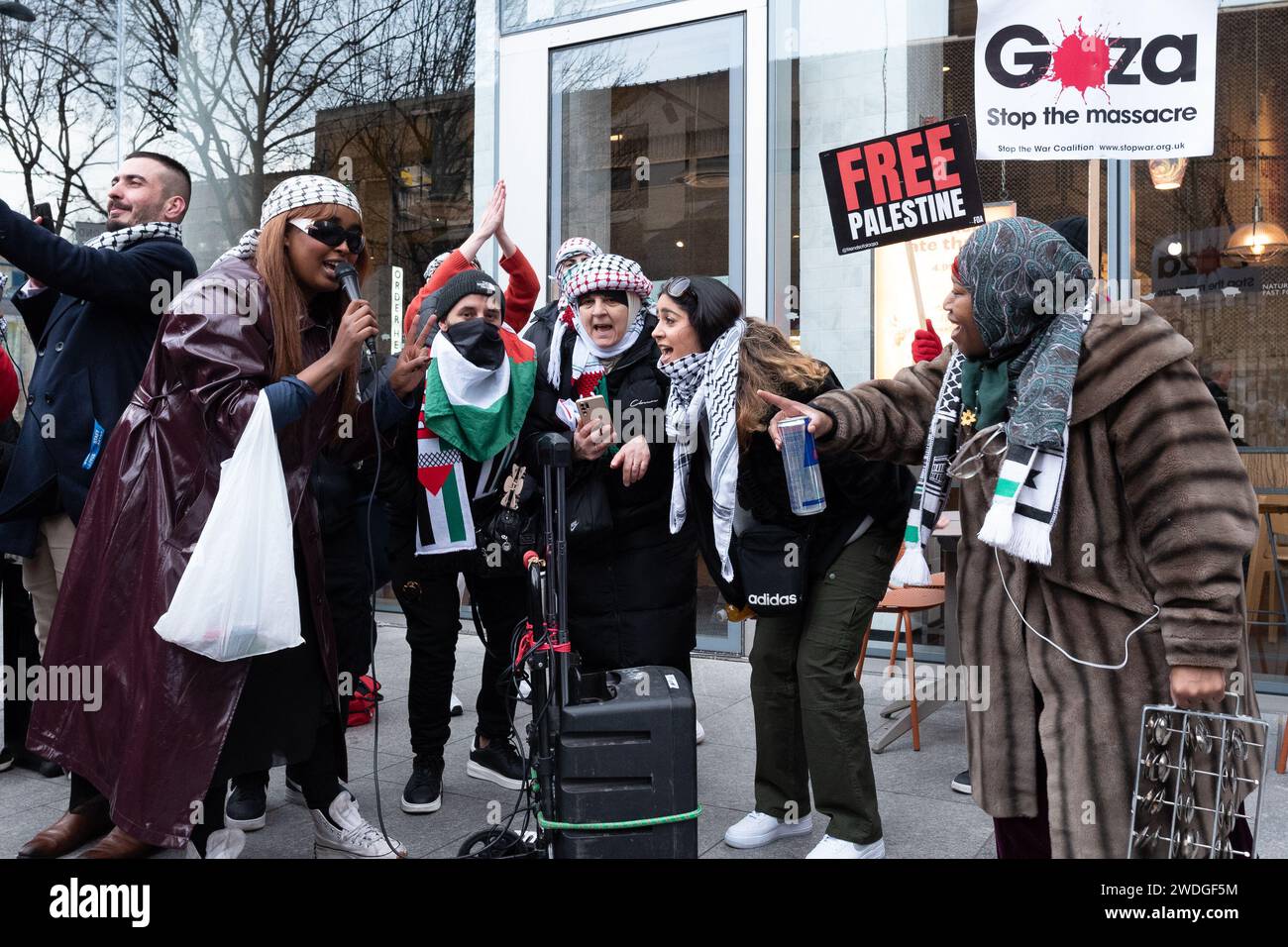 London, UK. 20 January, 2024. Palestine supporters stage a protest ...