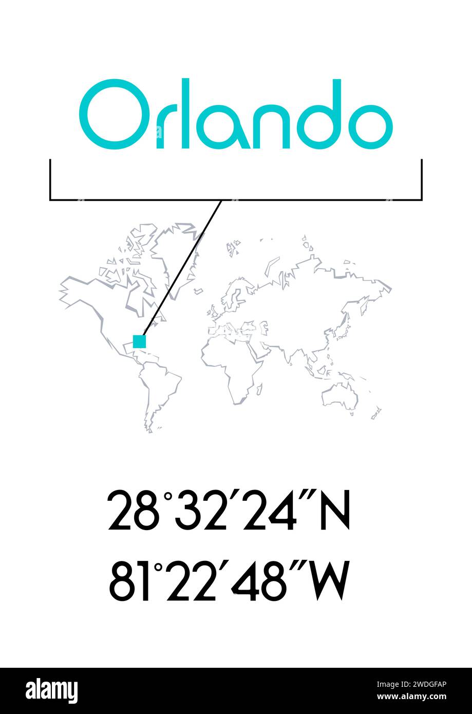 Orlando poster or t-shirt graphic design. City coordinates and world ...