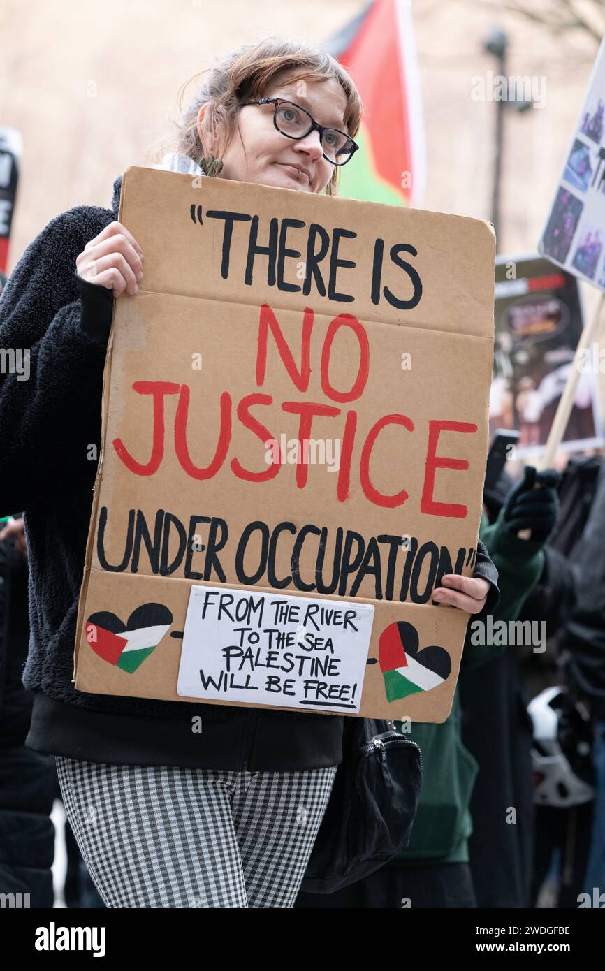 London, UK. 20 January, 2024. Palestine supporters stage a protest ...