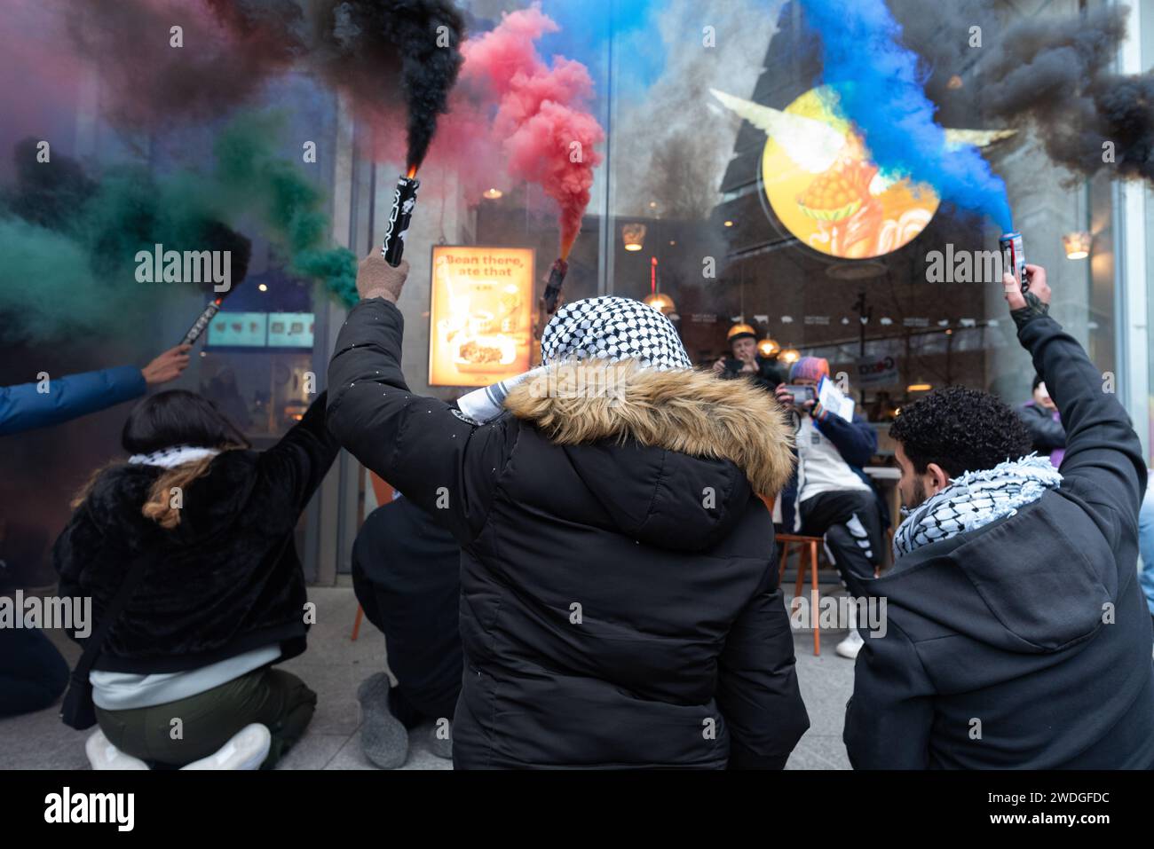 London, UK. 20 January, 2024. Palestine supporters stage a protest ...