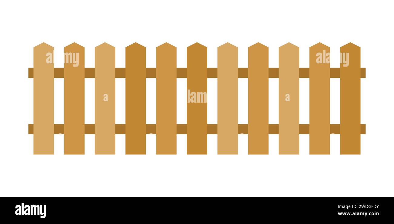 Cartoon fence vector illustration. Simple cartoon style picket fence ...
