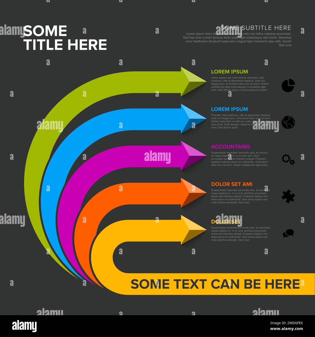 Vector dark multipurpose Infographic template with title and five ... Vector dark multipurpose Infographic template with title and five ...