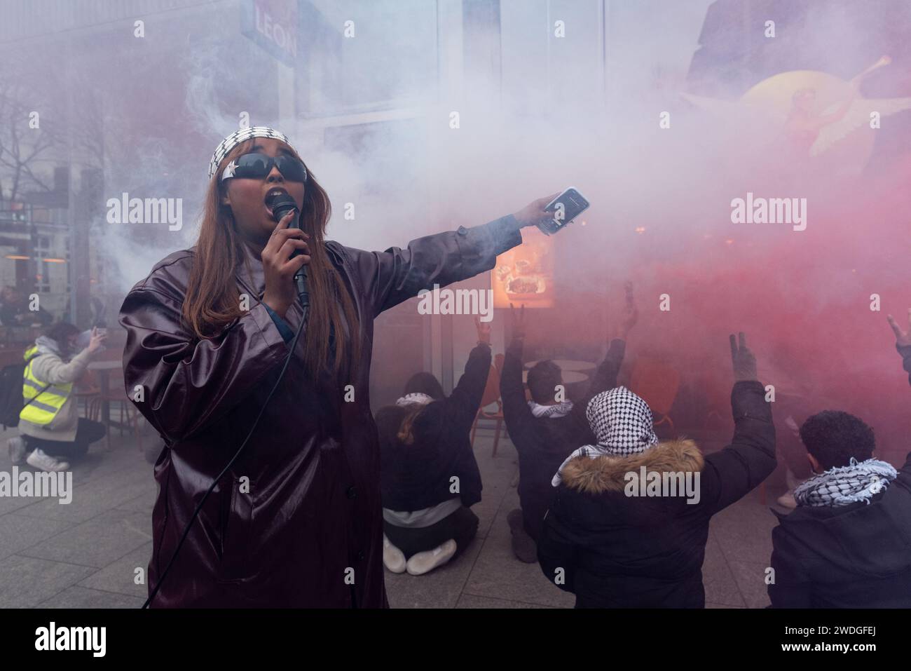 London, UK. 20 January, 2024. Palestine supporters stage a protest ...