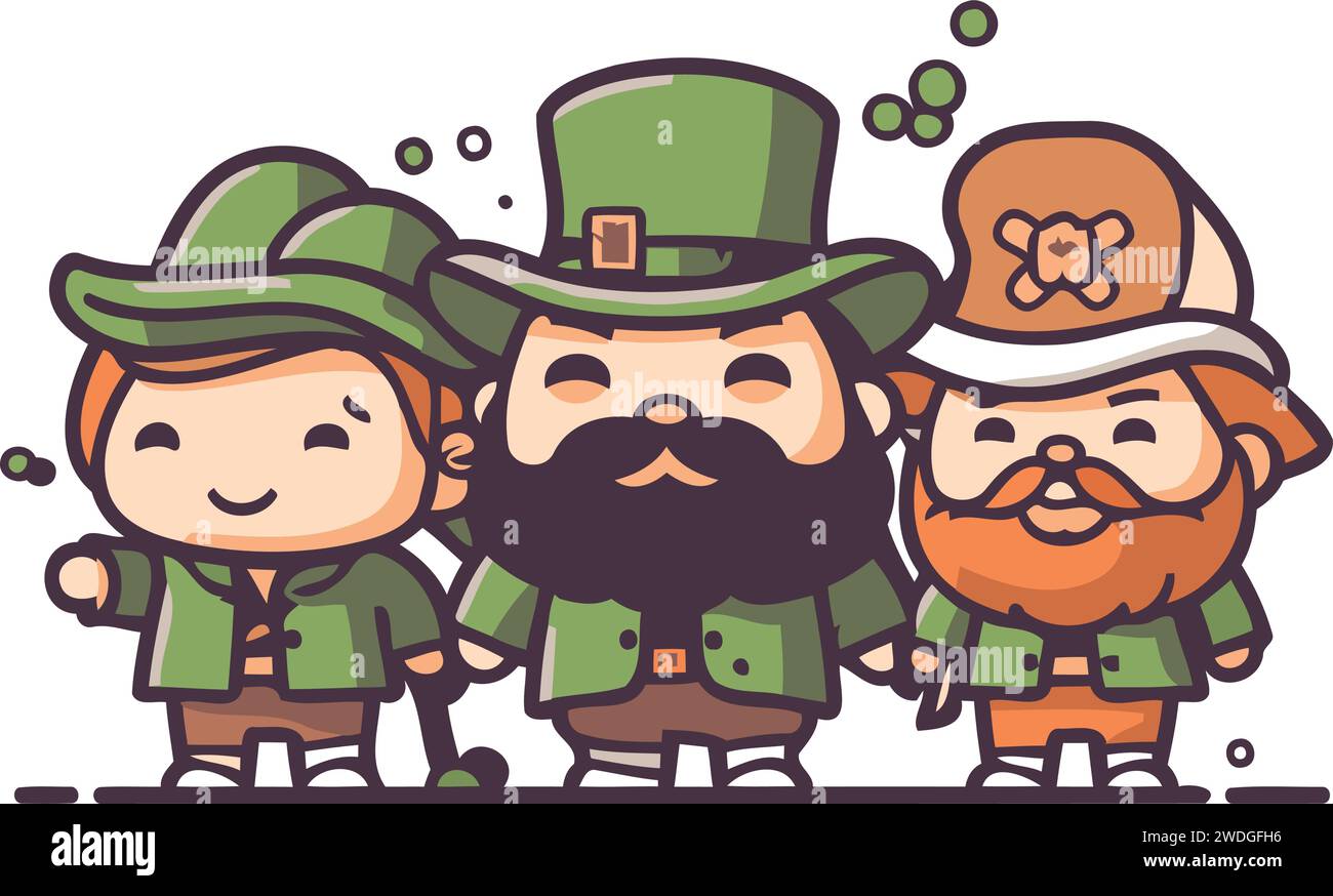 Cartoon Leprechauns Vector Illustration For St Patricks Day Stock