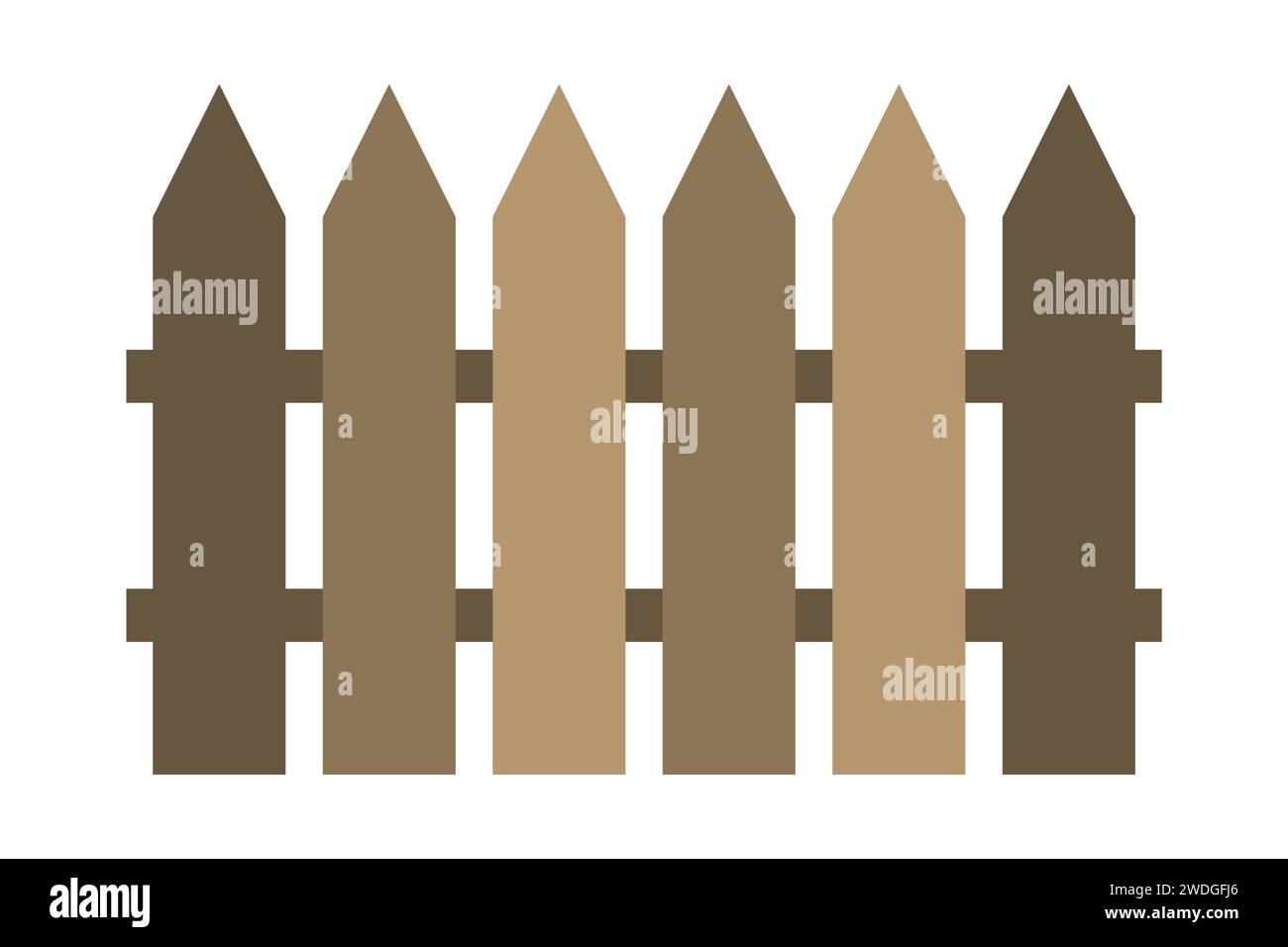 Cartoon fence vector illustration. Simple cartoon style picket fence ...
