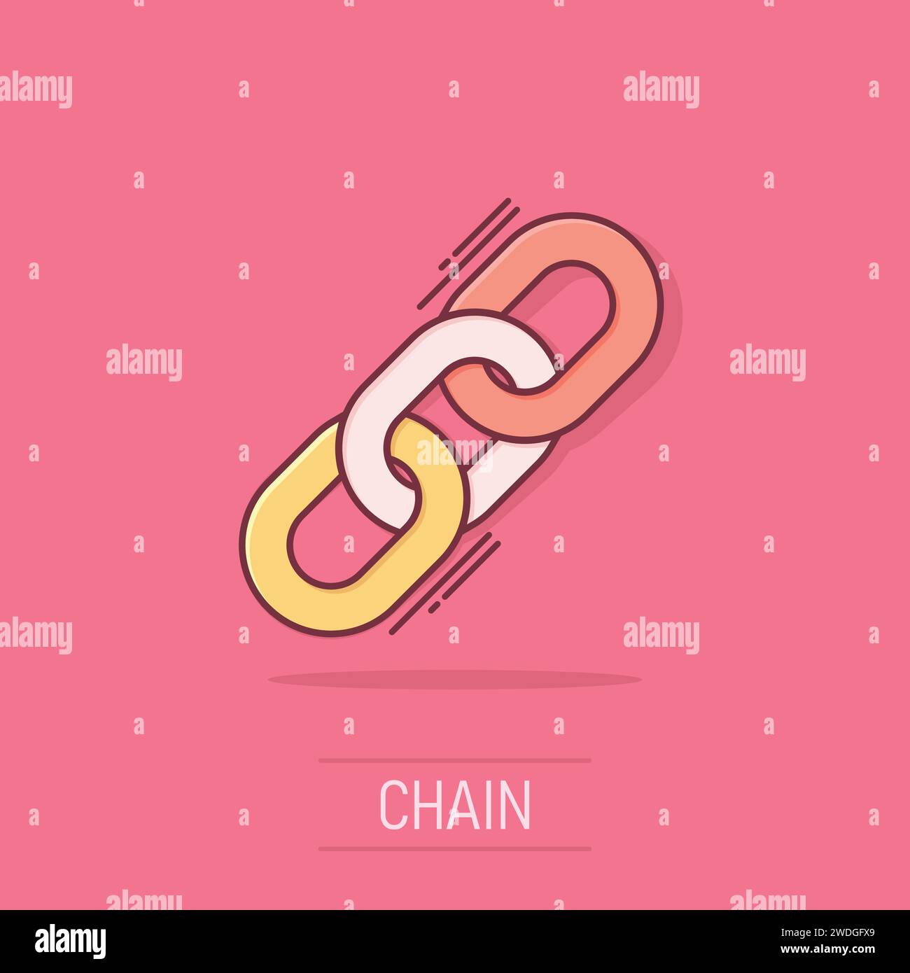 Chain sign icon in comic style. Link vector cartoon illustration on ...