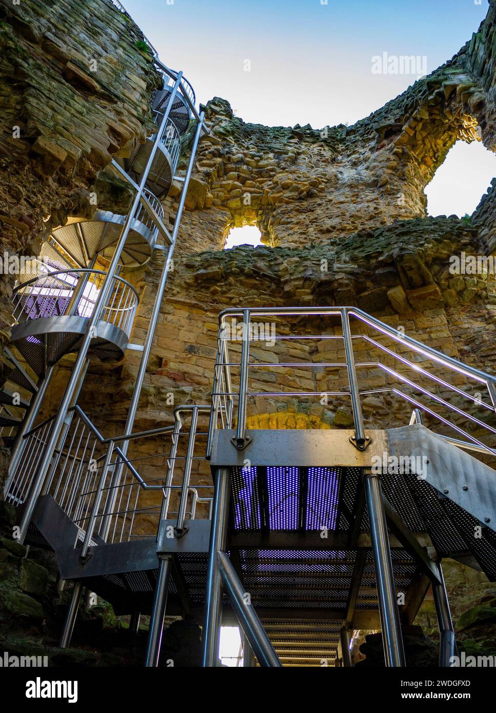 Modern access to Flint Castle eastern tower via metal staircase after ...